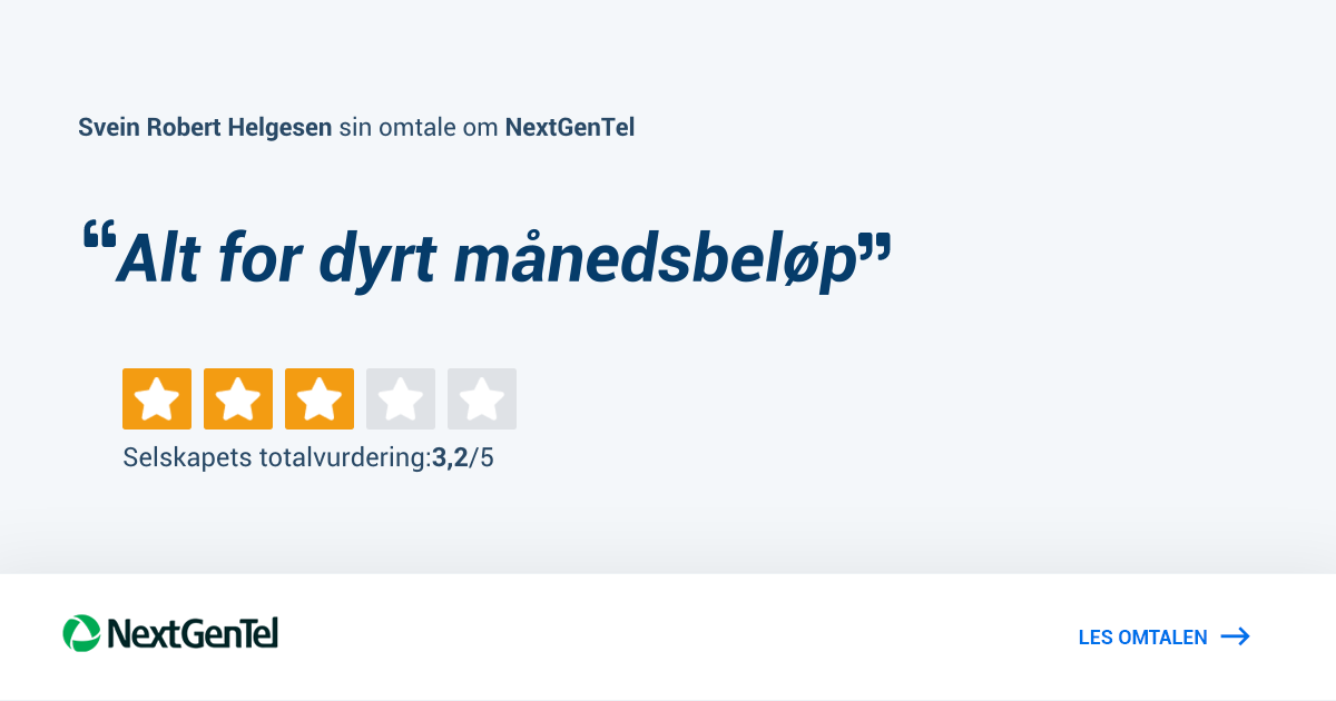 NextGenTel: Alt for dyrt månedsbeløp - Omtale av Svein R. H