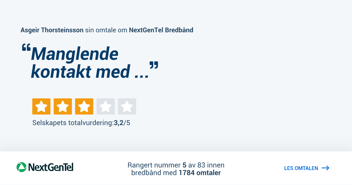 NextGenTel: Manglende kontakt med nettet ved hver pålogging av TV og PC ...