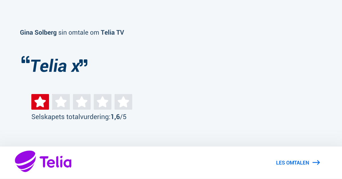 Telia TV: Telia x - Omtale av Gina S