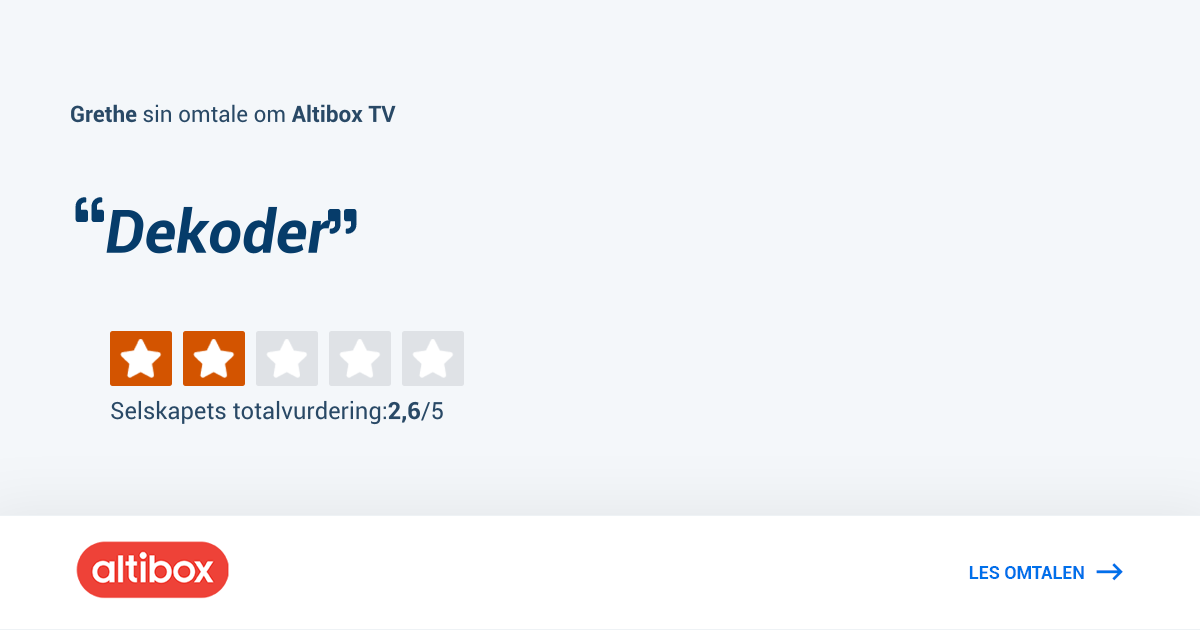 Altibox TV: Dekoder - Omtale av Grethe