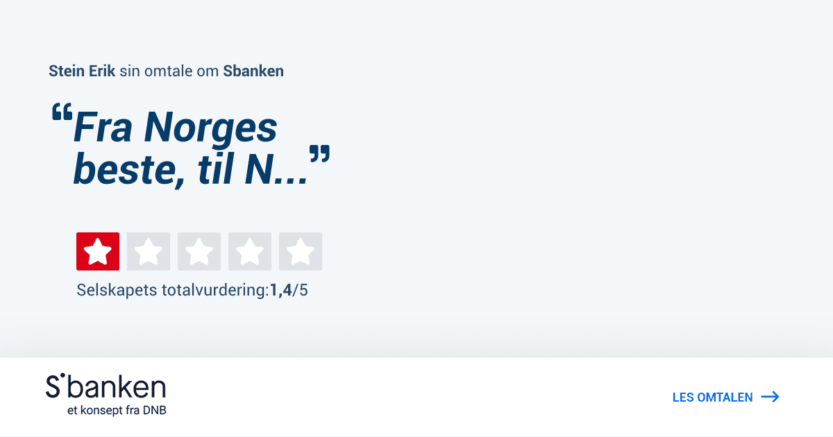 Sbanken: Fra Norges beste, til Norges dårligste, på 1 uke. Godt jobba ...