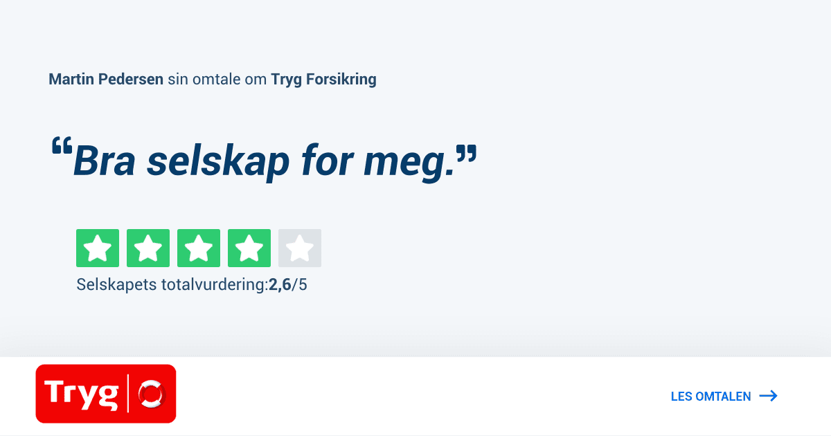 Tryg Forsikring: Bra selskap for meg. - Omtale av Martin P
