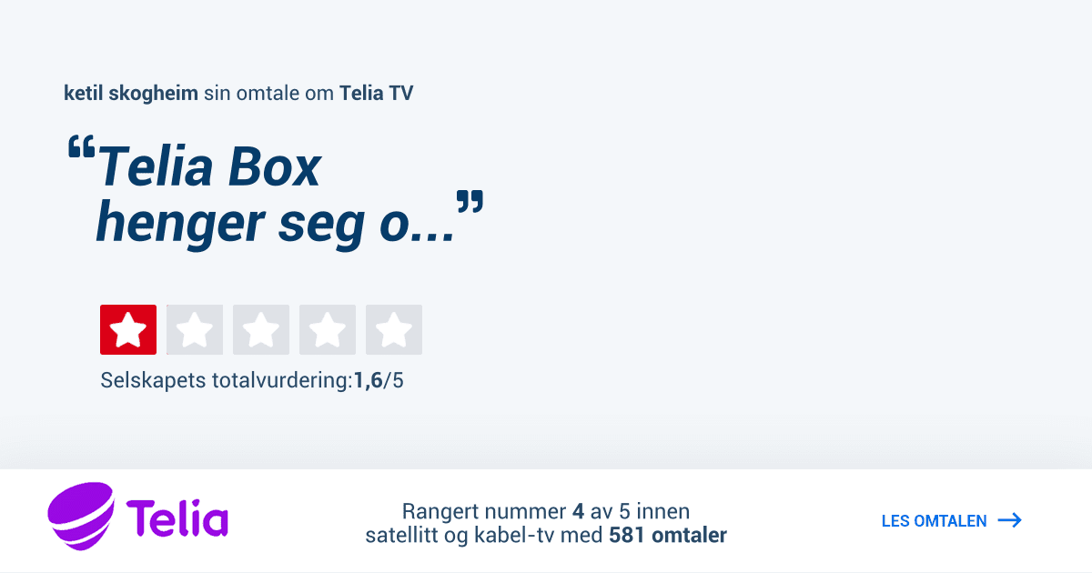 Telia TV: Telia Box henger seg opp ved oppstart - ikke mulig å få ...
