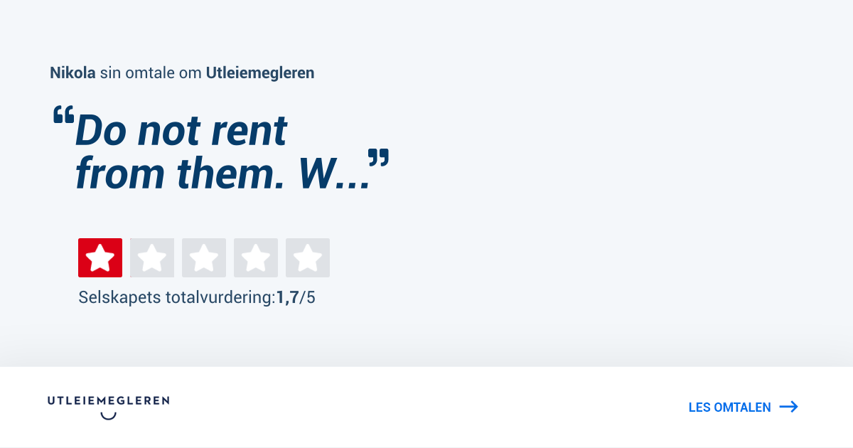 Utleiemegleren: Do not rent from them. Wholly unprofessional - Omtale ...