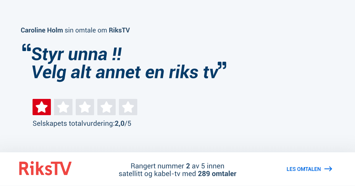 RiksTV: Styr unna !! Velg alt annet en riks tv - Omtale av Caroline H