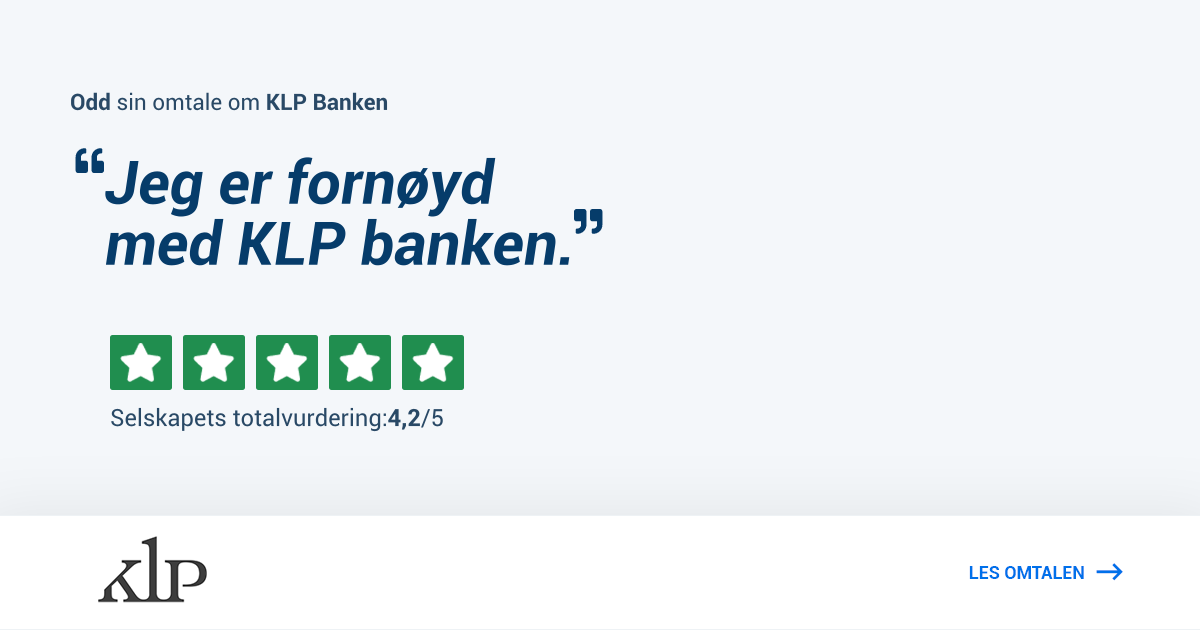 KLP Banken: Jeg er fornøyd med KLP banken. - Omtale av Odd