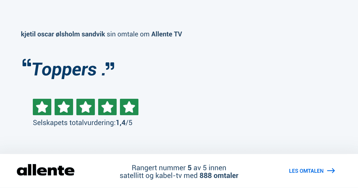 Allente TV: Toppers . - Omtale av Kjetil O. Ø. S
