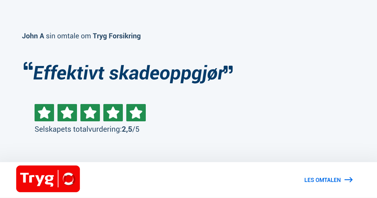 Tryg Forsikring: Effektivt skadeoppgjør - Omtale av John A