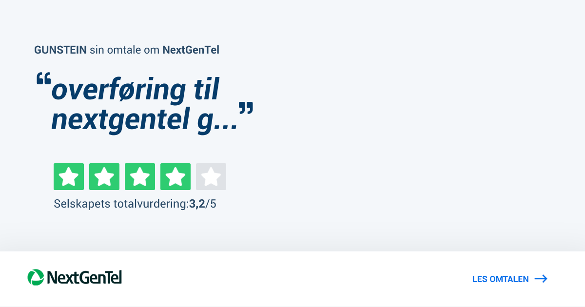 NextGenTel: overføring til nextgentel gikk utmerket - Omtale av Gunstein