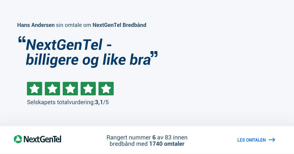 NextGenTel: NextGenTel - billigere og like bra - Omtale av Hans A