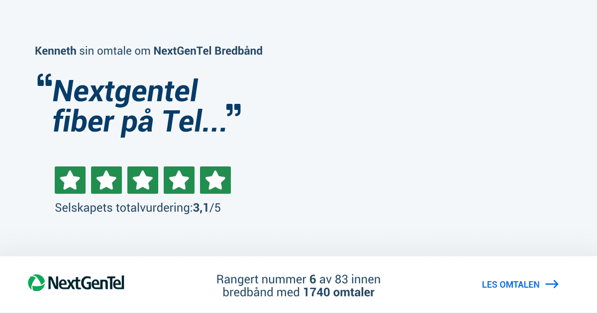 NextGenTel: Nextgentel fiber på Telenor sine kabler - Omtale av Kenneth
