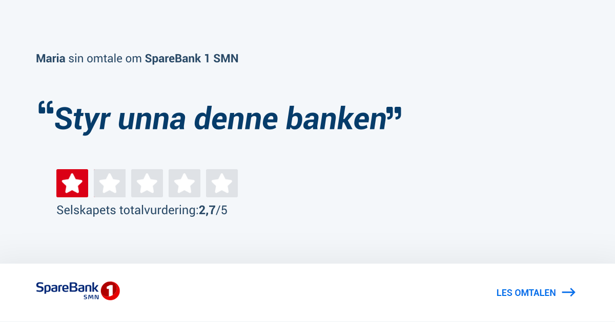 SpareBank 1 SMN: Styr unna denne banken - Omtale av Maria