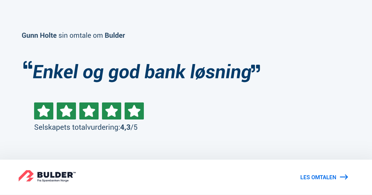 Bulder: Enkel og god bank løsning - Omtale av Gunn H