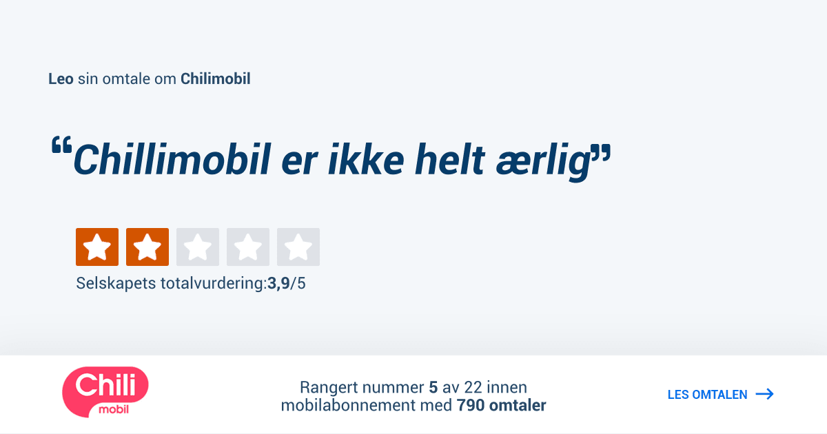 Chilimobil: Chillimobil er ikke helt ærlig - Omtale av Leo
